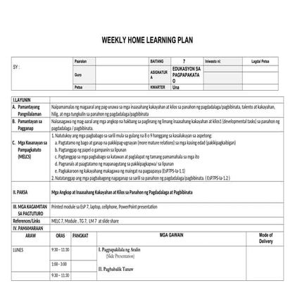 Weekly Home Learning Plan supersample .docx
