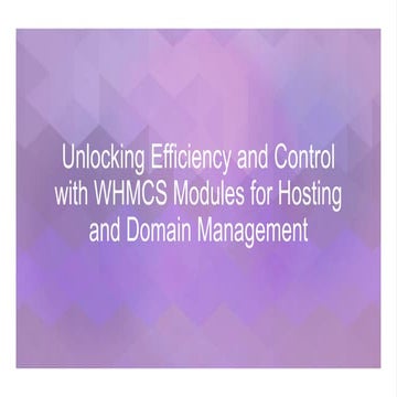 WHMCS Modules for Hosting | PPTX