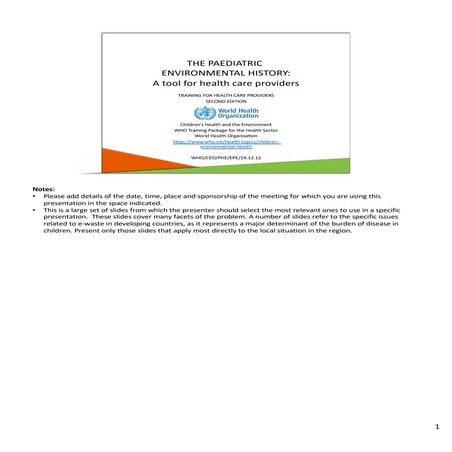 WHO Pediatric environmental exposure history proforma | PDF