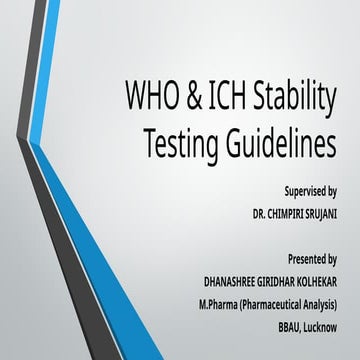 UNIT3- M.PHARM- SEM1st-WHO ICH Stability Testing Guidelines (DHANASHREE ...