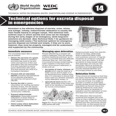 Who 2011 technical options for excreta disposal in emergencies | PDF