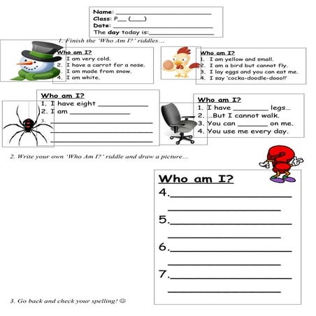 Tom's TEFL: Who Am I? Worksheet | PDF