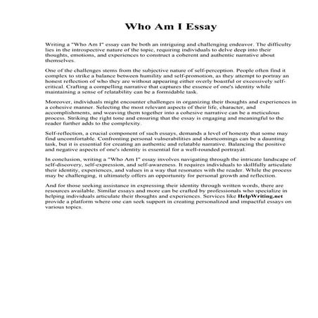 Who Am I Essay. Ouachita Baptist University | PDF