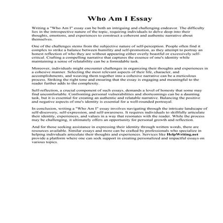 Who Am I Essay | PDF