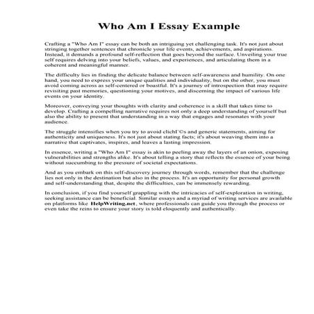 Who Am I Essay Example. Gallaudet University | PDF