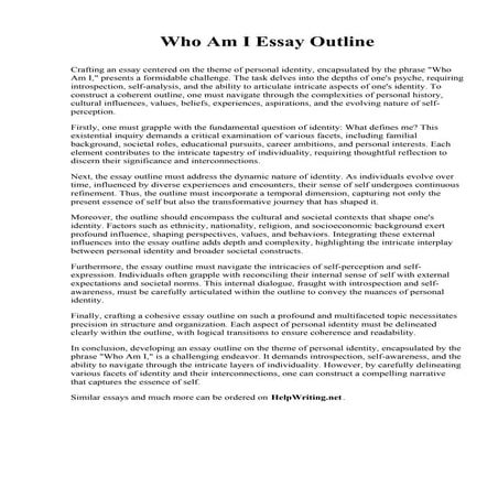 Who Am I Essay Outline | PDF