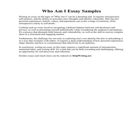 Who Am I Essay Samples | PDF