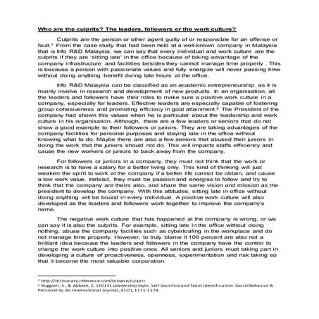 Who are the culprits for bad habit in working | DOCX