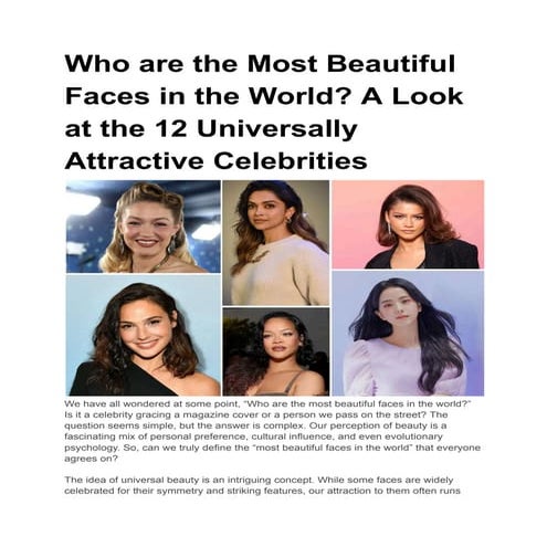Who are the Most Beautiful Faces in the World_ A Look at the 12 ...