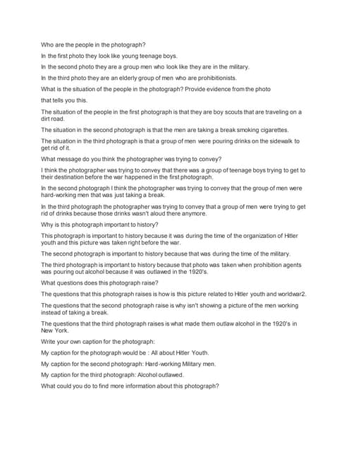 Picture analysis questions and answers | PDF