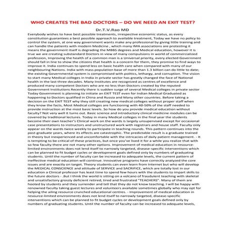 Who creates the bad doctors | PDF | Healthcare Industry | Industries