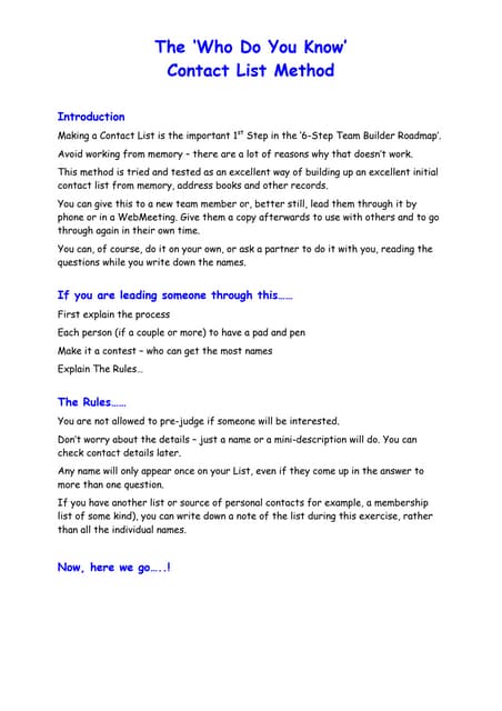 Memory Jogger Sheet | PDF