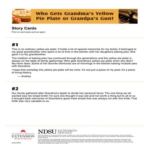 Who gets grandmas yellow pie plate story cards | PDF
