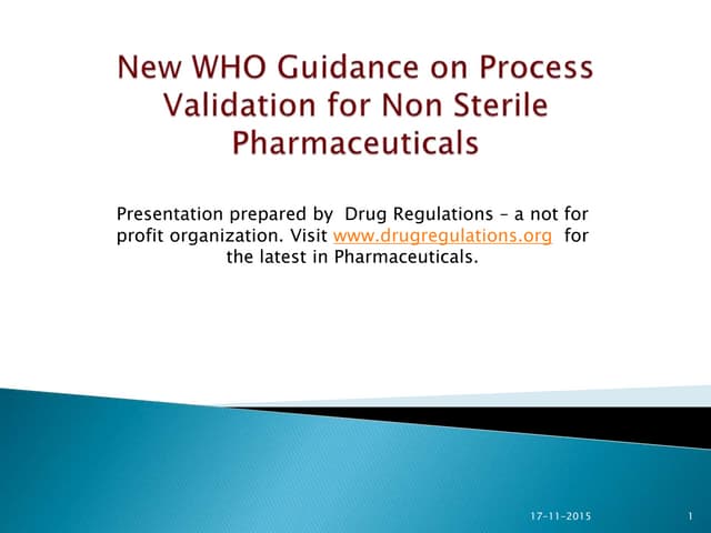 USFDA guidelines on process validation a life cycle approach | PPTX