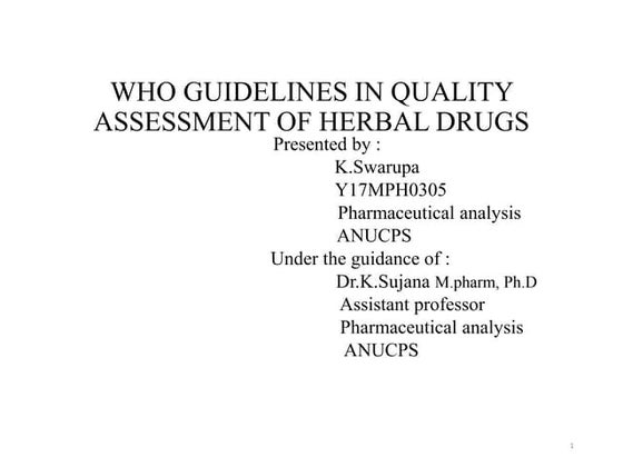 Who guidelines on good agricultural and collection practices medicinal ...