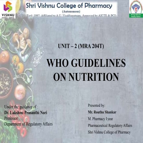 WHO guidelines on Nutrition | PPTX