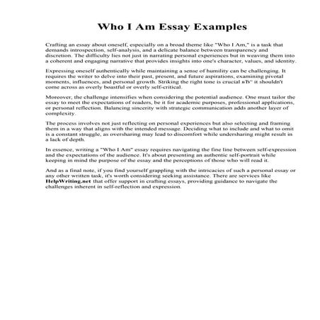Who I Am Essay Examples. Xavier College School of Nursing | PDF