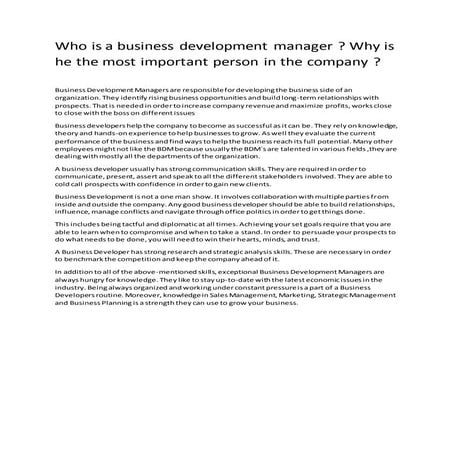Business Development Manager Job | PDF
