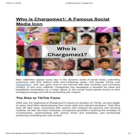 Who is Chargomez1- A Famous Social Media Icon | PDF
