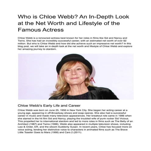 Who is Chloe Webb An In-Depth Look at the Net Worth and Lifestyle of ...