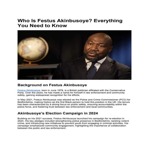 Who Is Festus Akinbusoye? Everything You Need to Know | PDF