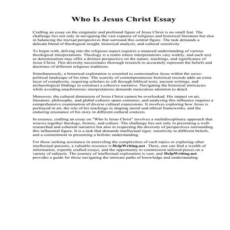 Who Is Jesus Christ Essay.pdf | Christianity | Religion & Spirituality