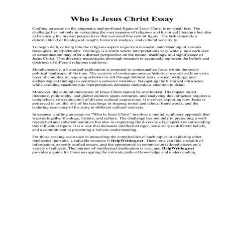 Who Is Jesus Christ Essay. HOW TO WRITE AN ESSAY ON WHO IS JESUS CHRIST ...