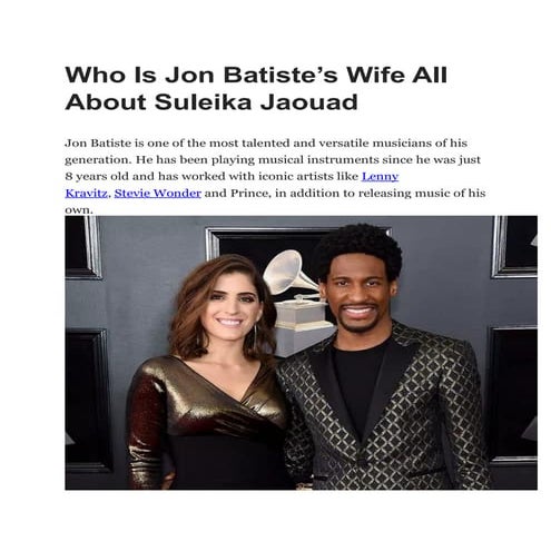 Who Is Jon Batistes Wife All About Suleika Jaouadpdf
