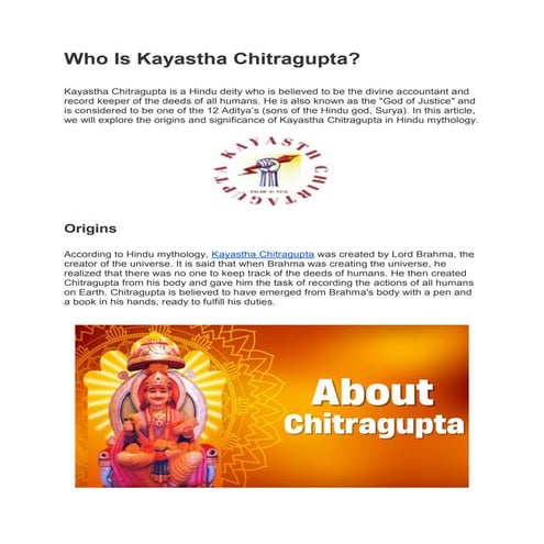 Who Is Kayastha Chitragupta.pdf | Hinduism | Religion & Spirituality