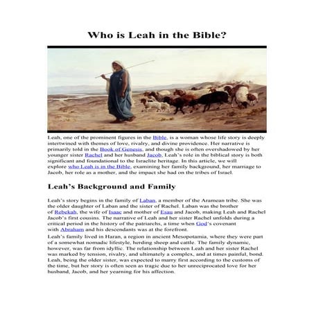Who is Leah in the Bible,Leah, one of the prominent figures in the ...