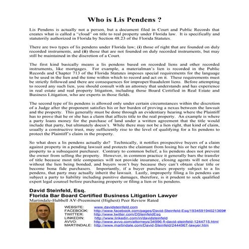 Who is Lis Pendens ? | DOC | Law