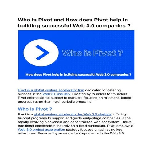 Who is Pivot and How does Pivot help in building successful Web 3.pdf