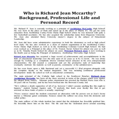 Who Is Richard Jean Mccarthy Pdf