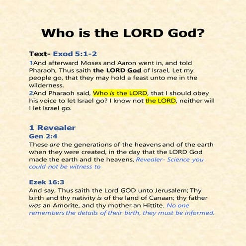 Who is the LORD God? | DOCX