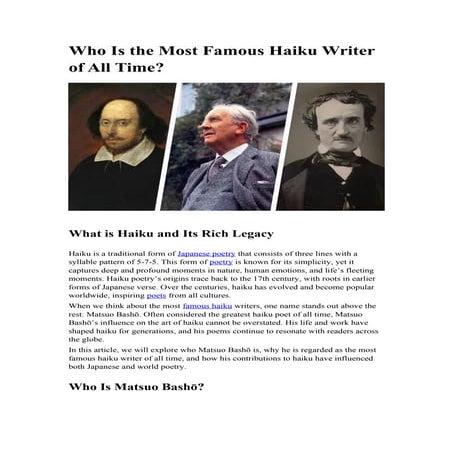 Who Is the Most Famous Haiku Writer of All Time.docx