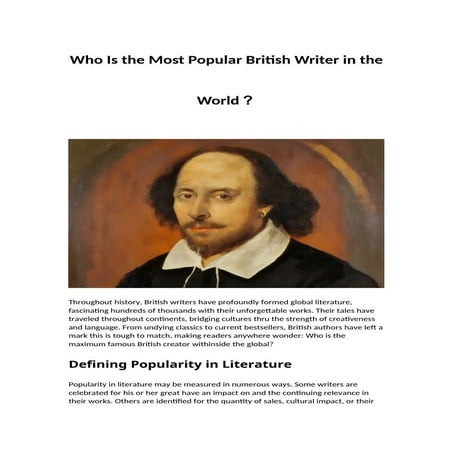 Exploring the Most Popular British Writers Worldwide: From Shakespeare ...