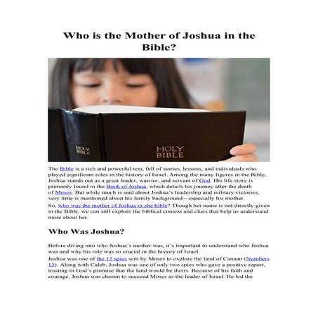 Who is the Mother of Joshua in the Bible.docx