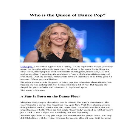 Who is the Queen of Dance Pop .docx