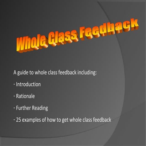 Whole class feedback_guide | PPT | Educational Assessment | Education