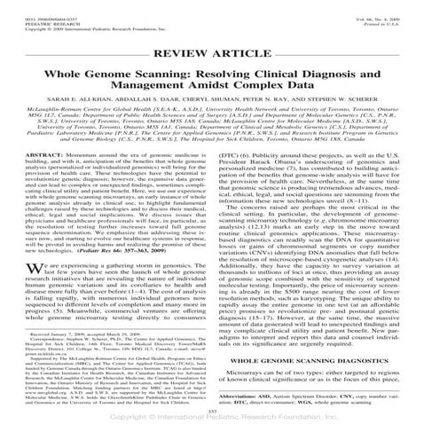 Whole genome scanning, resolving clinical diagnosis and management ...