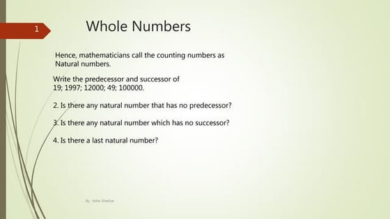 6th class ppt whole numbers | PPTX