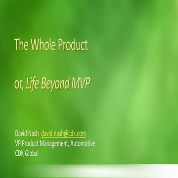 Whole Product: Life Beyond MVP | PDF