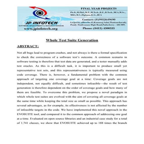 Whole Test Suite Generation Pdf