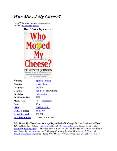 Who moved my cheese ppt | PPT