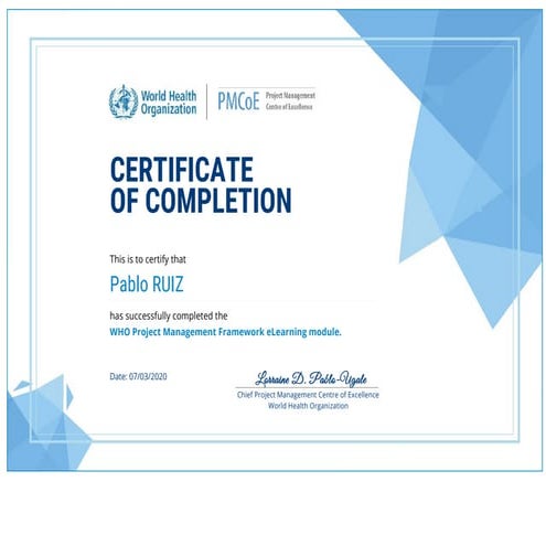WHO Project Management Framework eLearning module - WHO - Pablo Ruiz ...