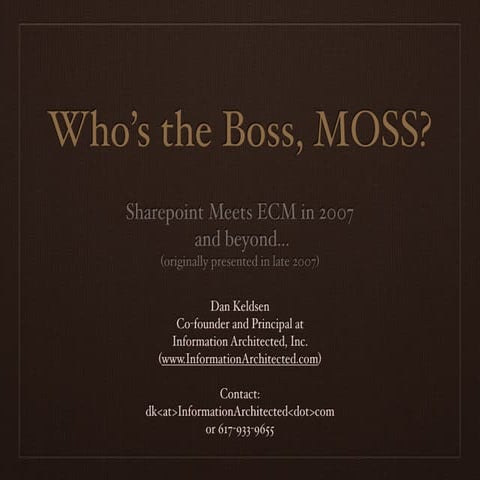 Whos The Boss, Moss | PDF