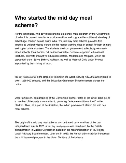 Mid day meal program | PPTX