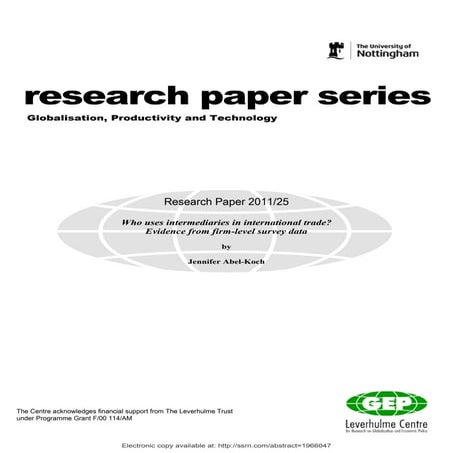 Who Uses Intermediaries in International Trade Evidence from Firm-Level ...