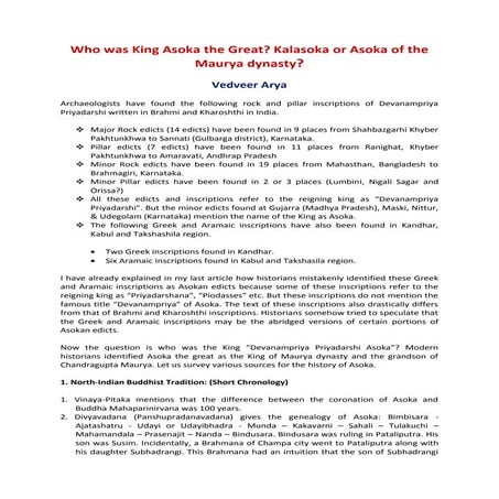 Who was King Asoka the Great Kalasoka or Asoka of the Maurya dynasty.pdf