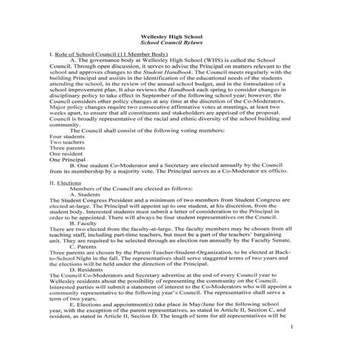 WHS School Council Bylaws | PDF